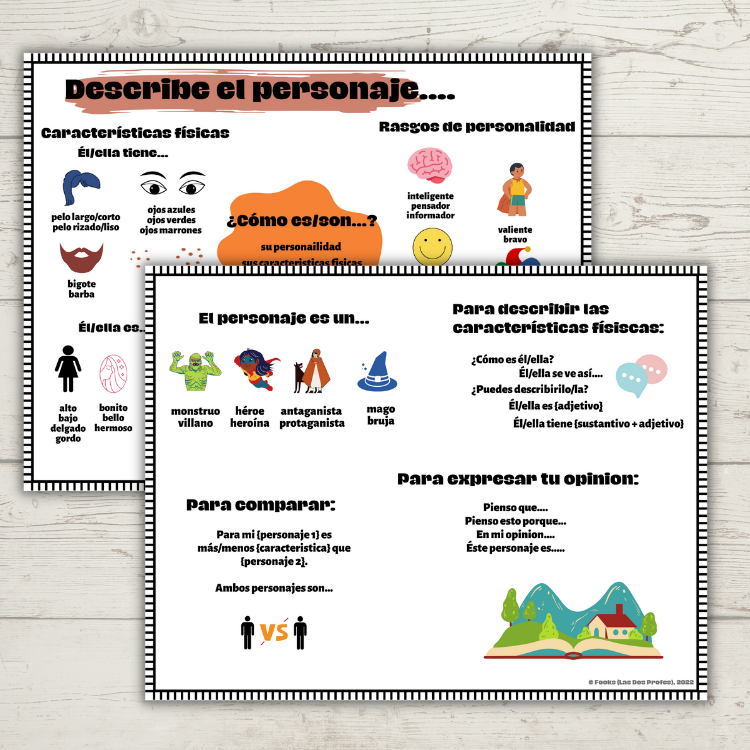 Describe el personaje | Spanish Character Descriptions Chat Mat I ...
