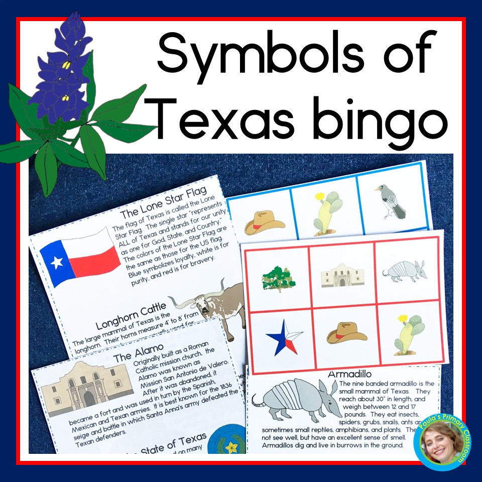 Texas State Symbols Bingo with Symbols of Texas Informational Posters ...