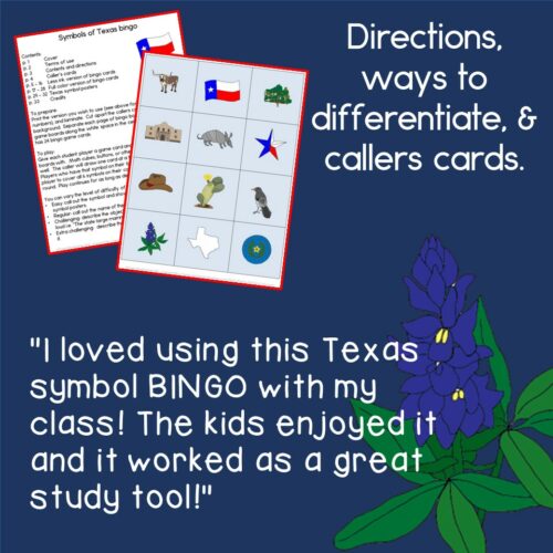 Texas State Symbols Bingo with Symbols of Texas Informational Posters ...