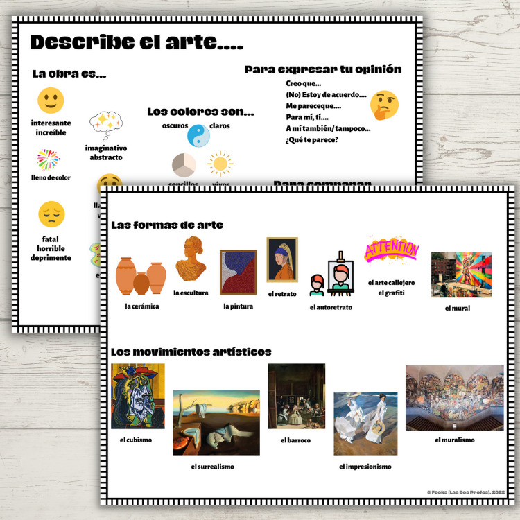 Describe el arte | Spanish Art Unit Chat Mat I Interpersonal | Speaking ...