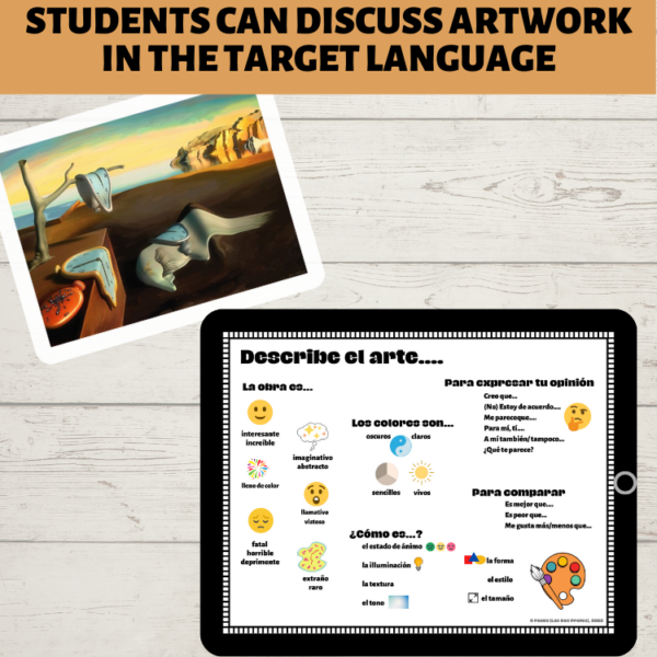 Describe el arte | Spanish Art Unit Chat Mat I Interpersonal | Speaking ...