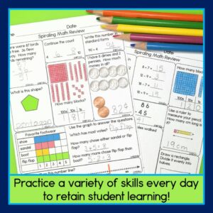 Math Spiral Review | 2nd Grade Daily Worksheets Morning Work Homework ...