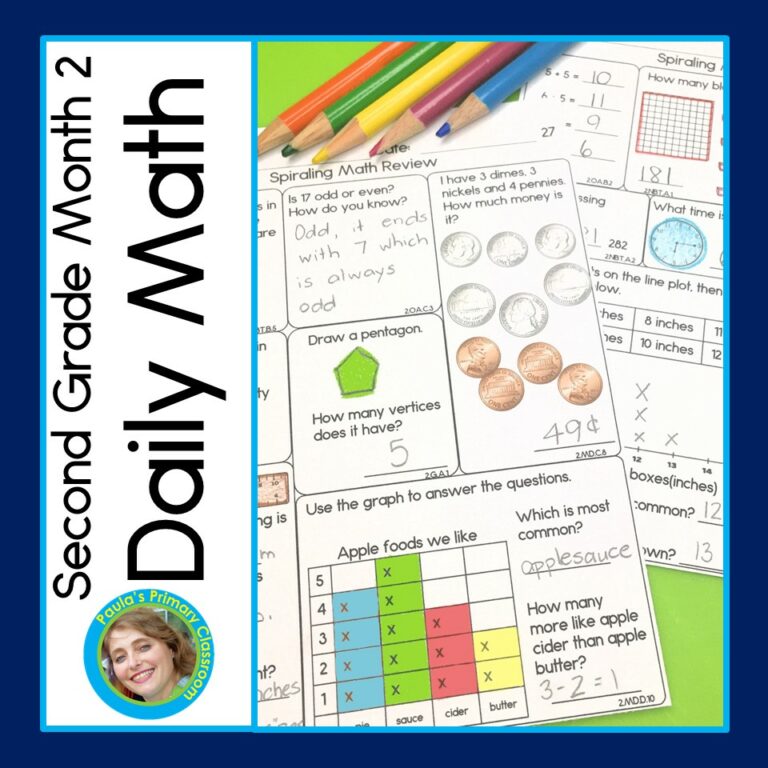 Math Spiral Review | 2nd Grade Daily Worksheets Morning Work Homework ...