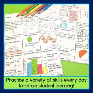 Math Spiral Review | 2nd Grade Daily Worksheets Morning Work Homework ...