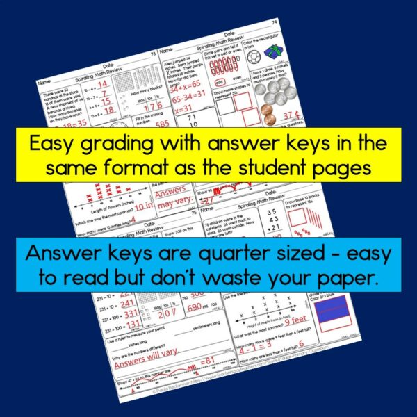 Math Spiral Review | 2nd Grade Daily Worksheets Morning Work Homework ...