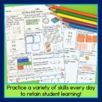 Math Spiral Review | 2nd Grade Daily Worksheets Morning Work Homework ...