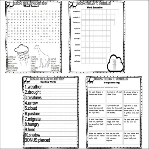 Bringing the Rain to Kapiti Plain Book Companion Reading Comprehension ...