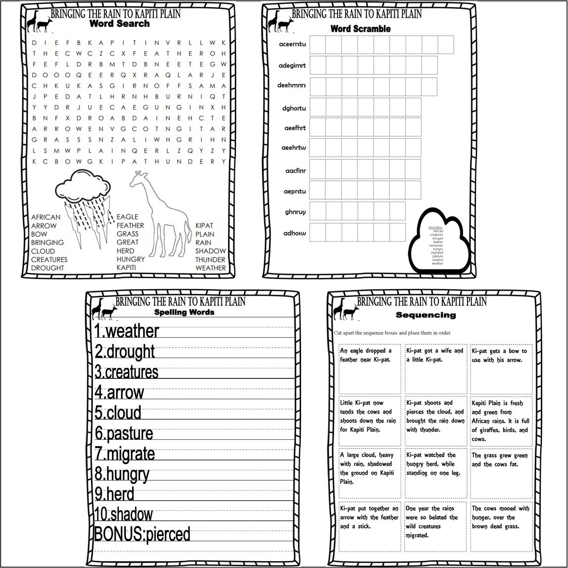 Bringing the Rain to Kapiti Plain Book Companion Reading Comprehension ...