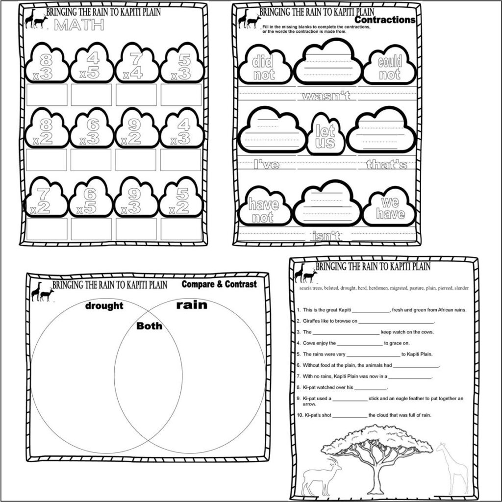 Bringing the Rain to Kapiti Plain Book Companion Reading Comprehension ...