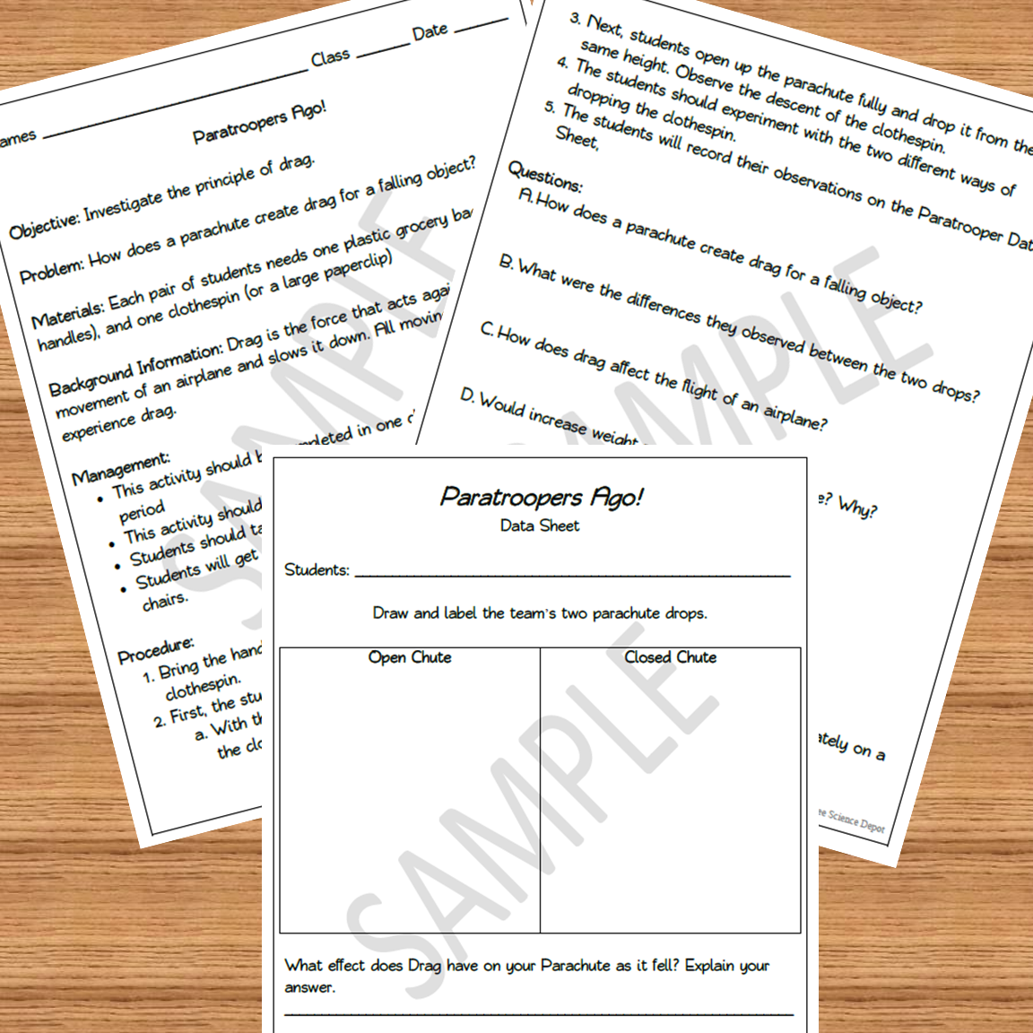 Aerodynamics- Paratroopers Ago! Principle of Drag Activity | Made By ...