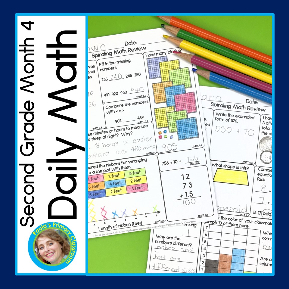 Math Spiral Review | 2nd Grade Daily Worksheets Morning Work Homework ...