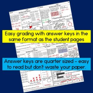 Math Spiral Review | 2nd Grade Daily Worksheets Morning Work Homework ...