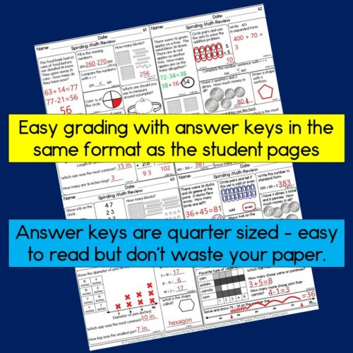 Math Spiral Review | 2nd Grade Daily Worksheets Morning Work Homework ...