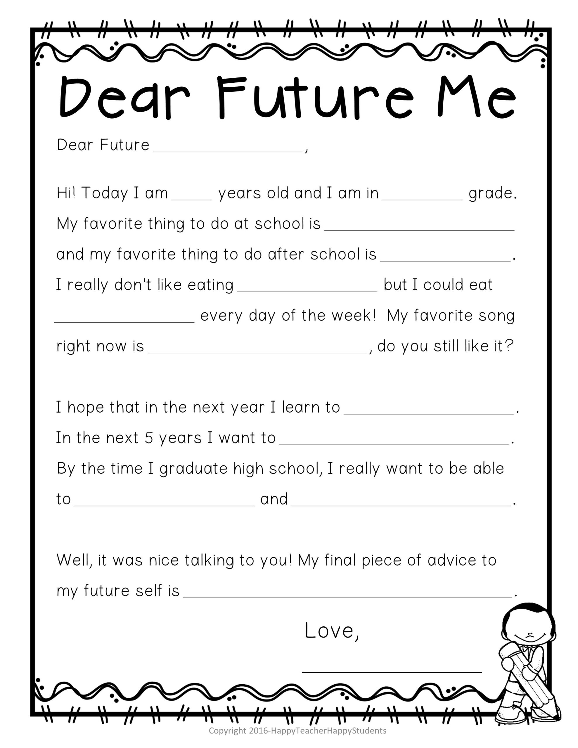 Time Capsule Letter Letter To Future Self Beginning Or End Of Year 