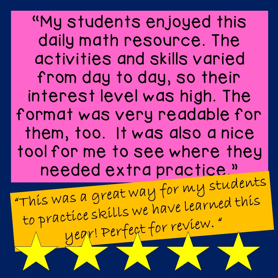 Math Spiral Review | 2nd Grade Daily Worksheets Morning Work Homework ...