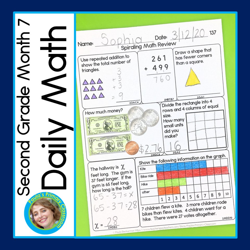 Math Spiral Review 2nd Grade Daily Worksheets Morning Work Homework Math Spiral Review 2nd Grade Daily Worksheets Morning Work Homework