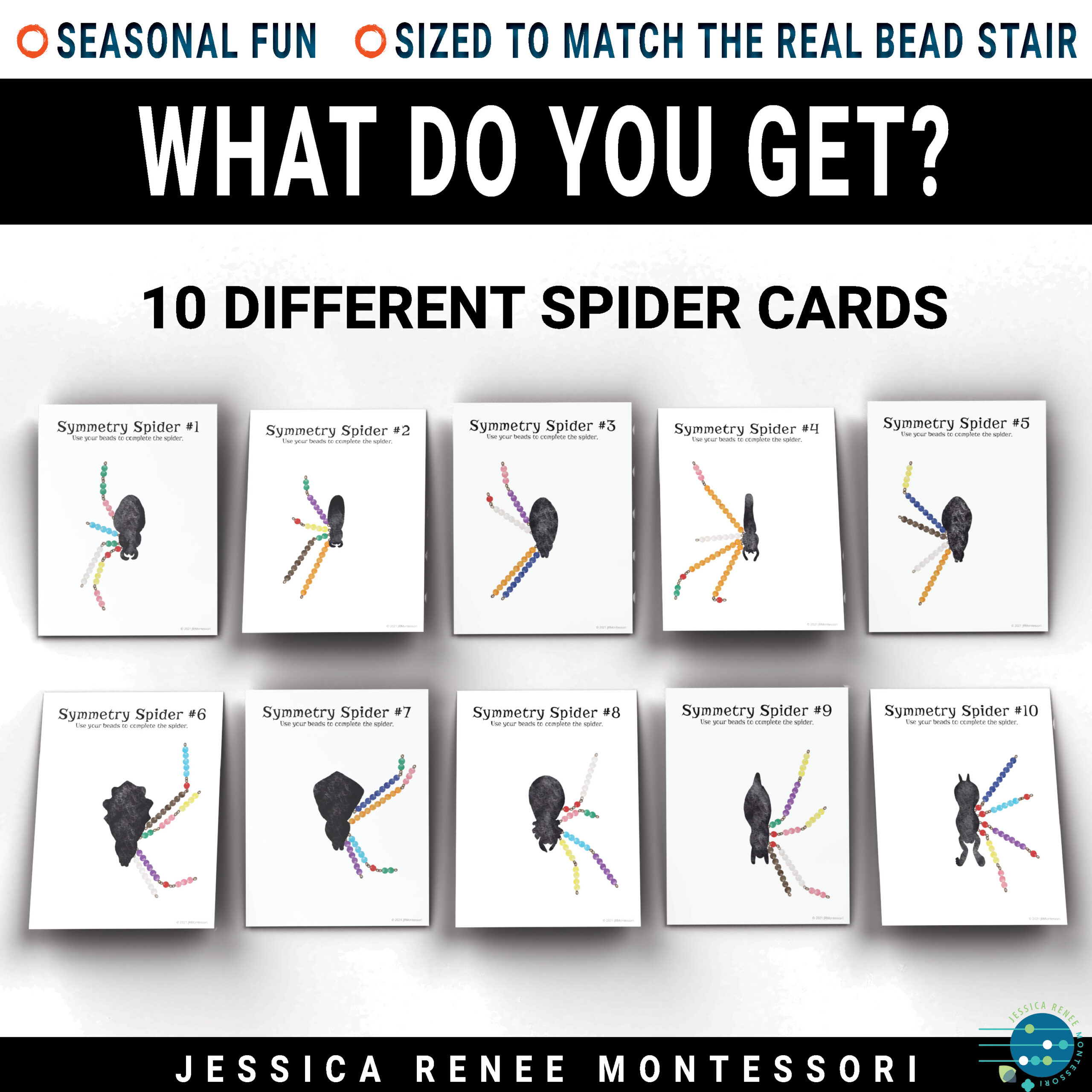 Montessori Halloween Math Cards: Symmetrical Spider, Fall Activity ...