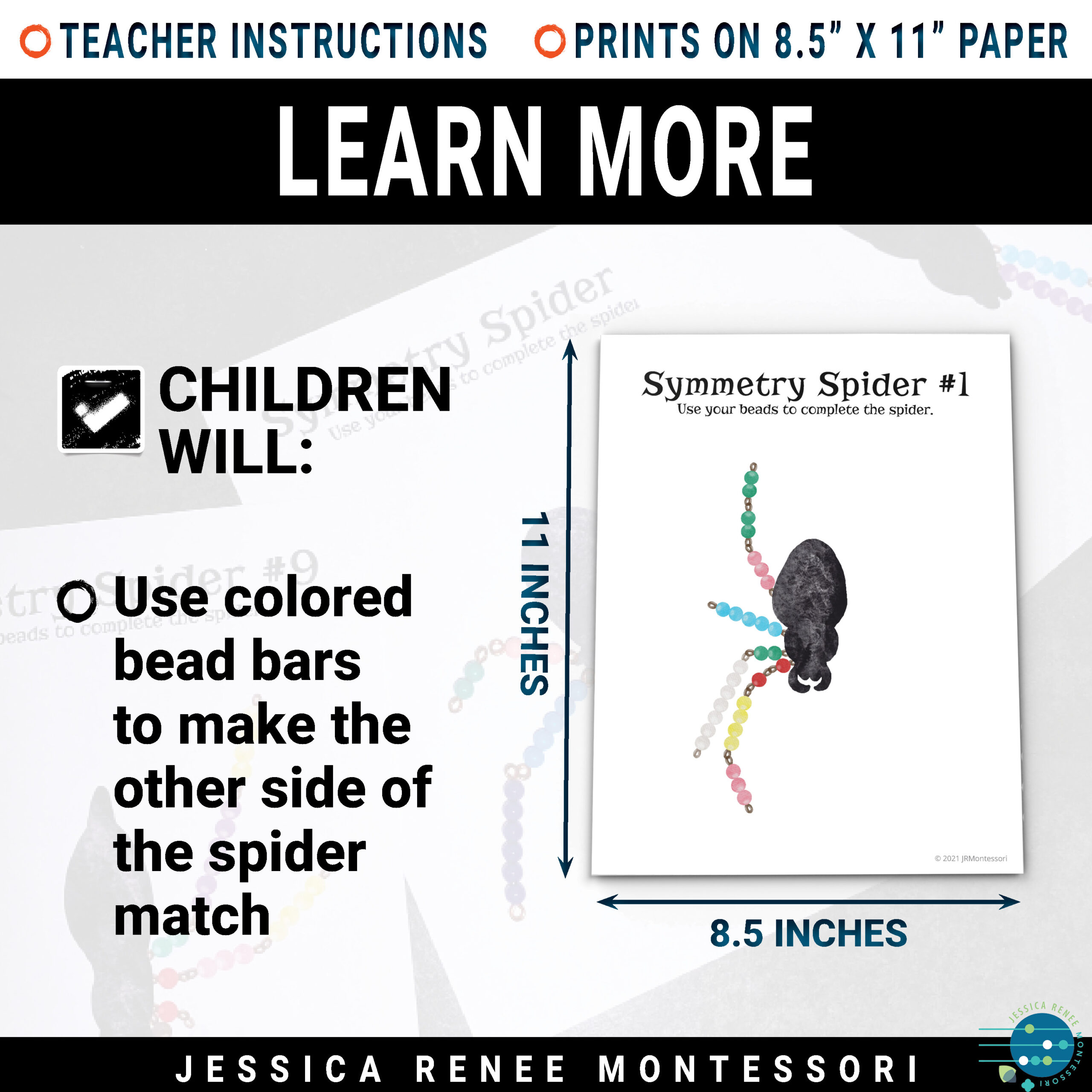 Montessori Halloween Math Cards: Symmetrical Spider, Fall Activity ...
