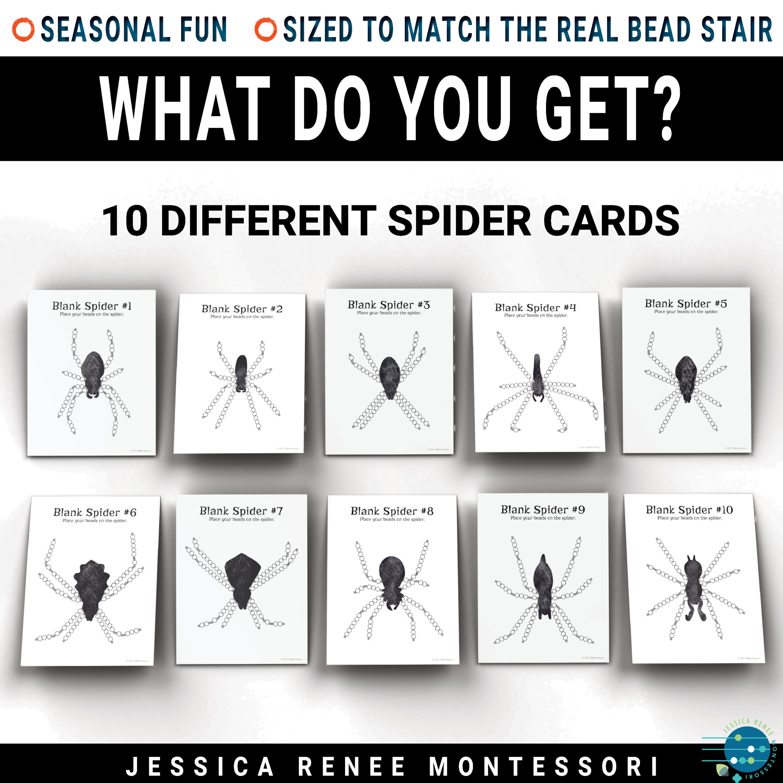 Montessori Halloween Math Cards: Bead Stair Spider, Fall Activity ...
