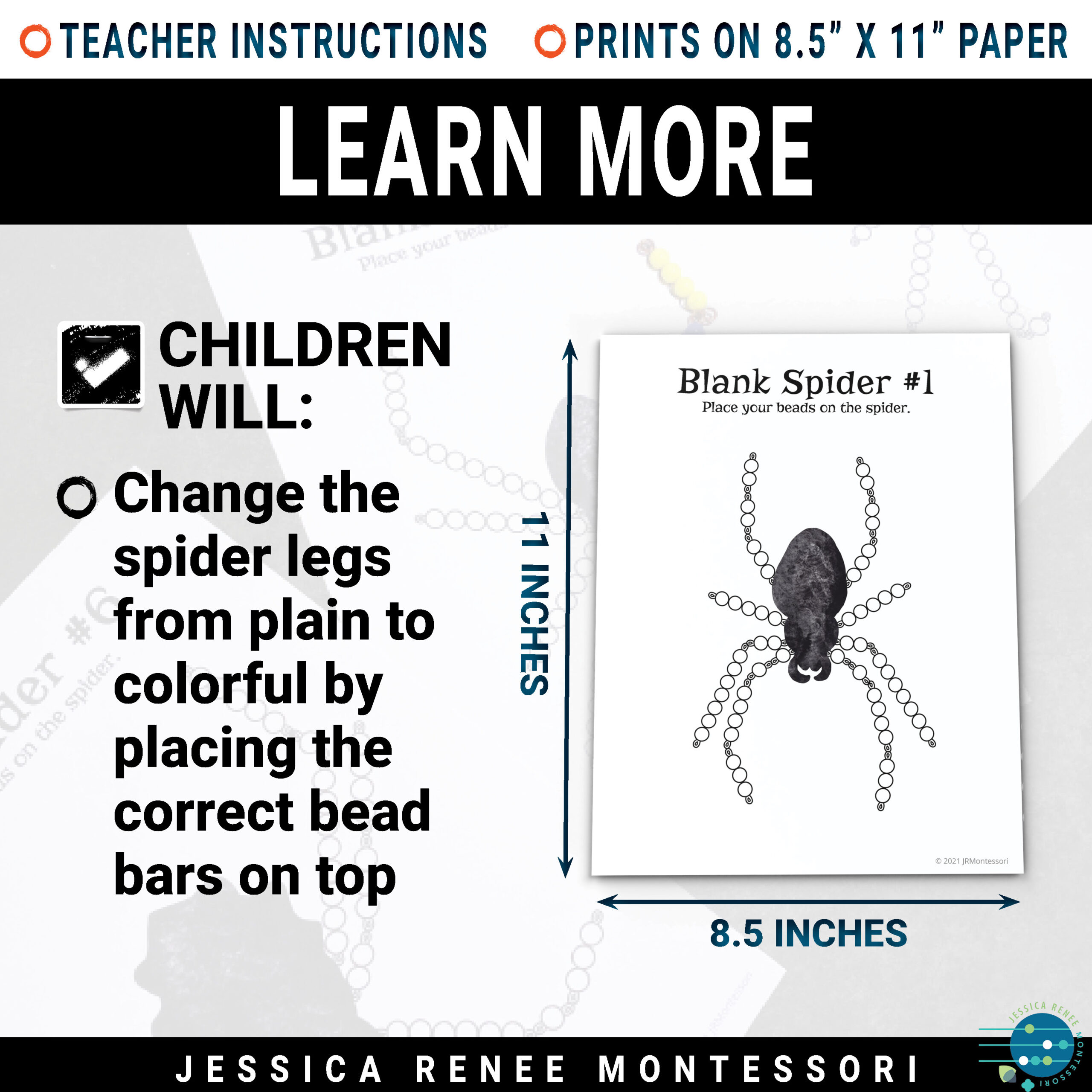 Montessori Halloween Math Cards: Bead Stair Spider, Fall Activity ...