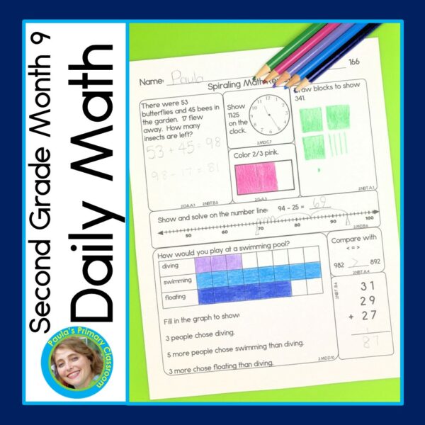 Math Spiral Review | 2nd Grade Daily Worksheets Morning Work Homework ...