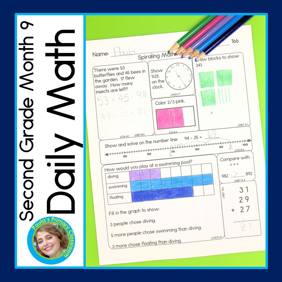 Math Spiral Review Daily Worksheets Morning Work Homework Month 8 ...
