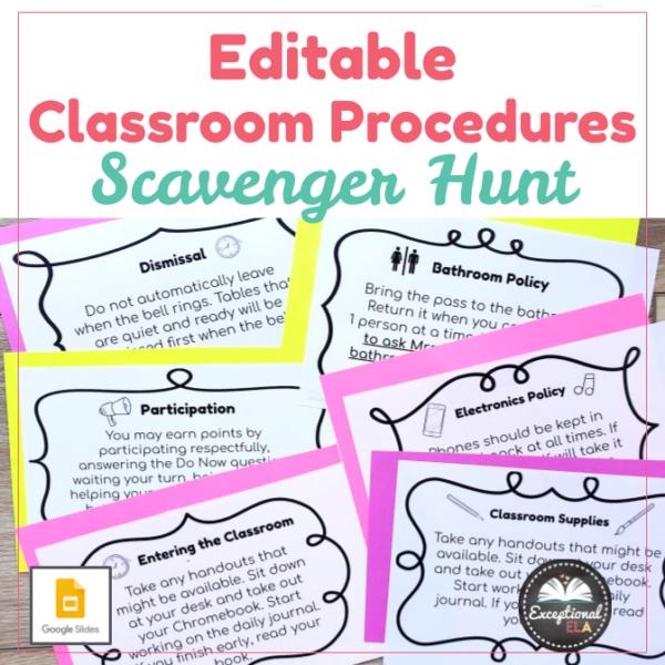 Editable Classroom Procedures Scavenger Hunt: Great for back to school ...