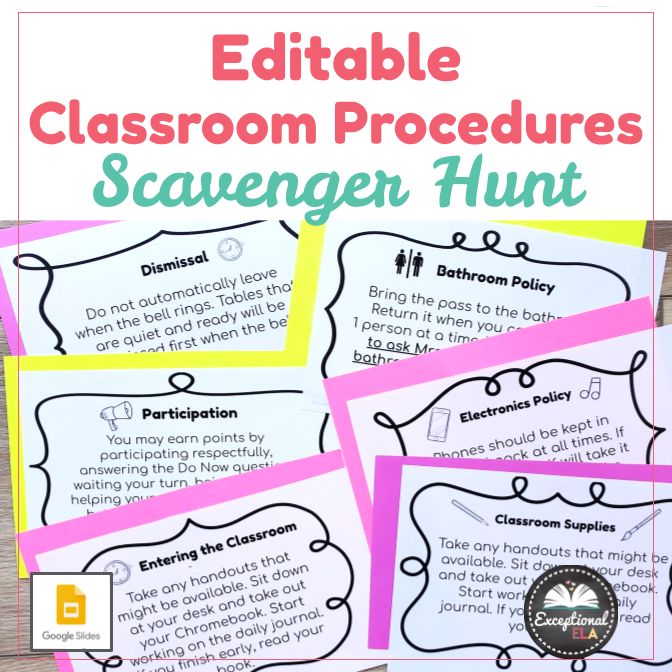 Editable Classroom Procedures Scavenger Hunt: Great for back to school ...