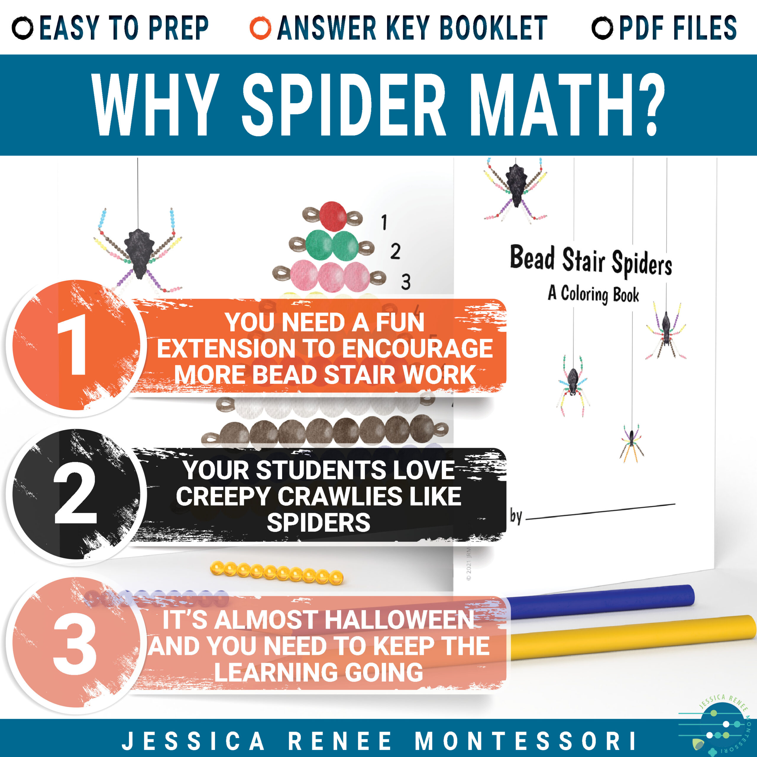 Montessori Halloween Math Booklet: Count and Color the Bead Stair ...