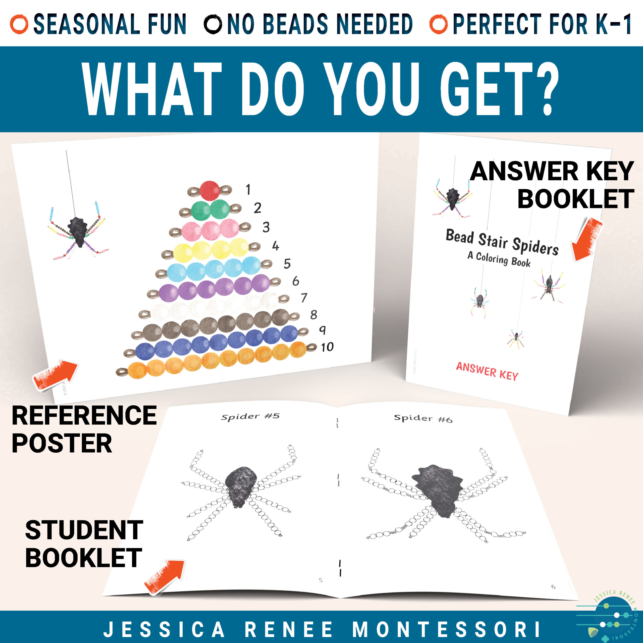 Montessori Halloween Math Booklet: Count and Color the Bead Stair ...