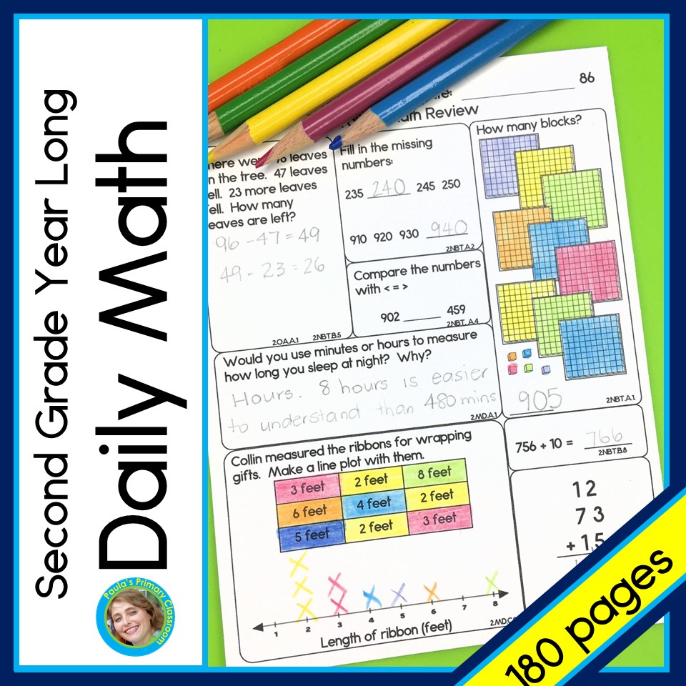 Math Spiral Review | 2nd Grade Daily Worksheets Morning Work Homework ...