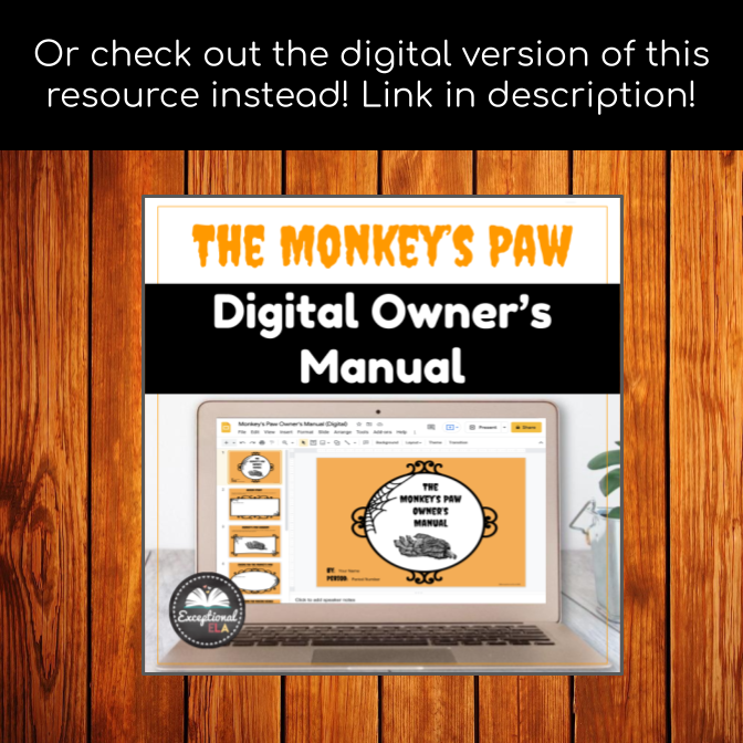 The Monkey's Paw Owner's Manual: Fun activity for Halloween! | Made By Teachers