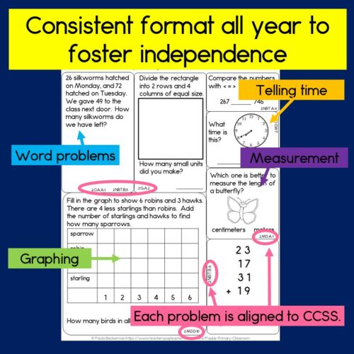 Math Spiral Review Daily Worksheets | Grade 2 Morning Work | Homework ...