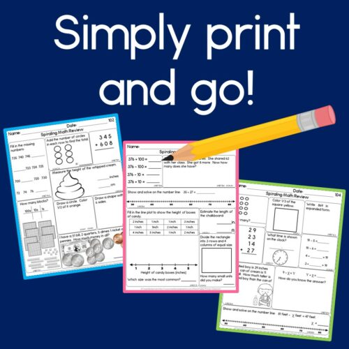 Math Spiral Review Daily Worksheets | Grade 2 Morning Work | Homework ...