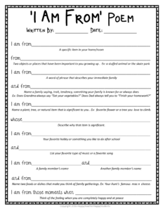 I Am Poem - I Am From Poem: Template, Example Poem & Grading Rubric ...