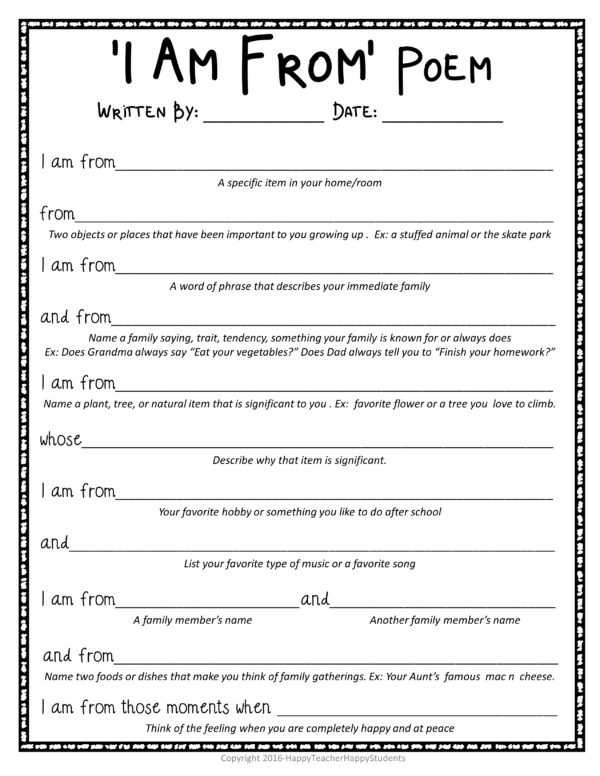 I Am Poem - I Am From Poem: Template, Example Poem & Grading Rubric ...