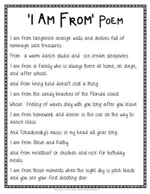 I Am Poem - I Am From Poem: Template, Example Poem & Grading Rubric ...