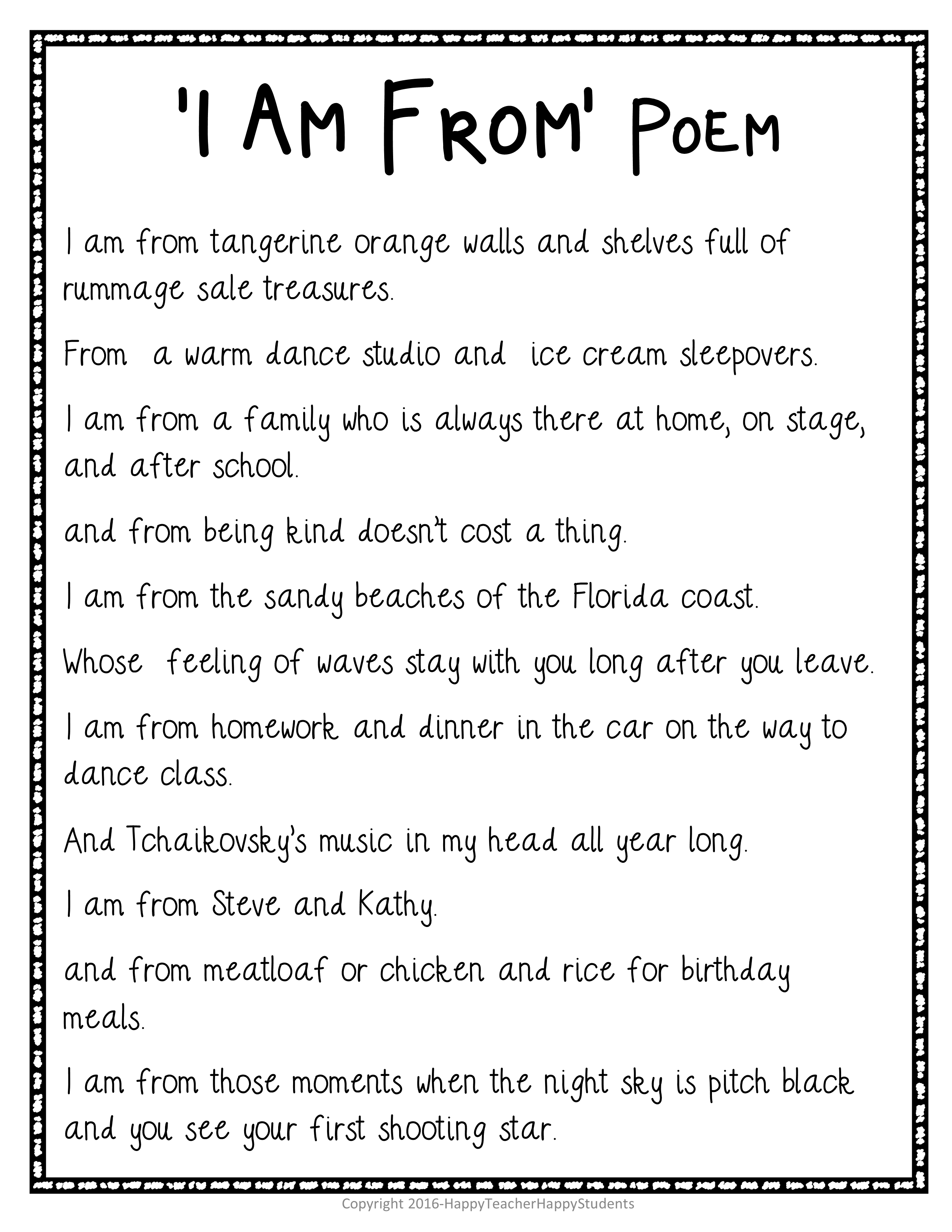 I Am Poem I Am From Poem Template Example Poem Grading Rubric My XXX