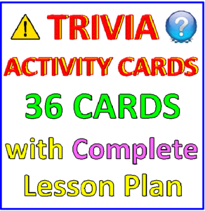 Trivia Quiz Activity Cards WITH Lesson Plan (36 Cards) | Made By Teachers
