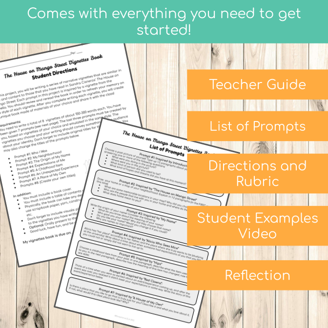 The House on Mango Street Narrative Vignettes Book: Creative Writing ...