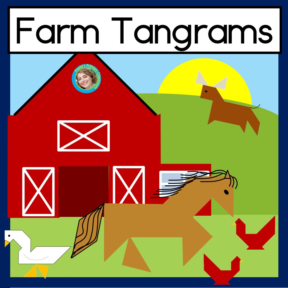 Farm Tangram Puzzles | 2D Shapes Math Center | Printable Tangrams ...