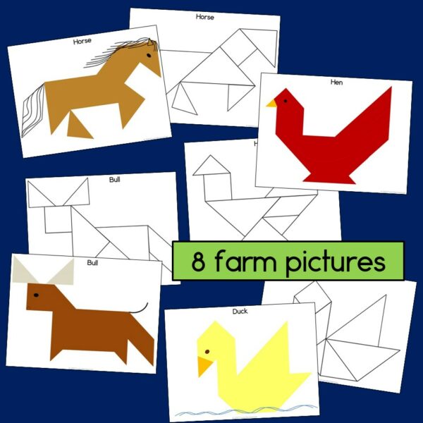 Farm Tangram Puzzles | 2D Shapes Math Center | Printable Tangrams ...