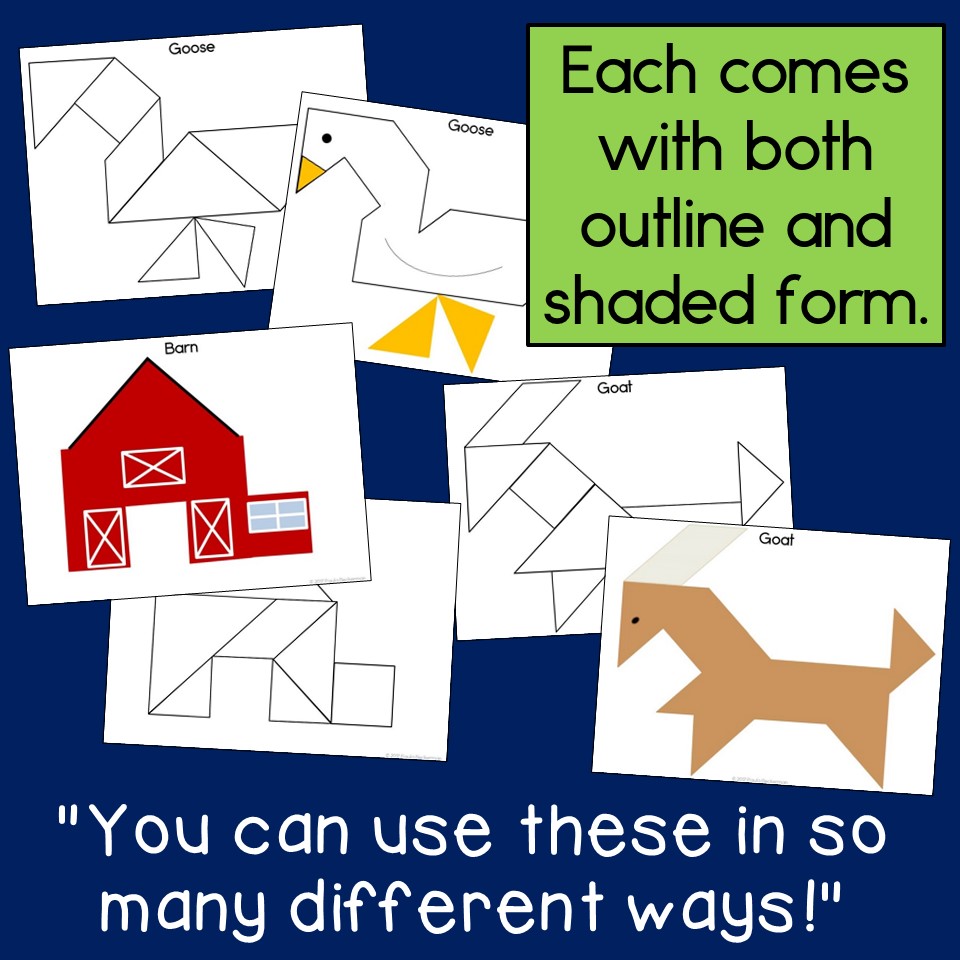 Farm Tangram Puzzles | 2D Shapes Math Center | Printable Tangrams ...