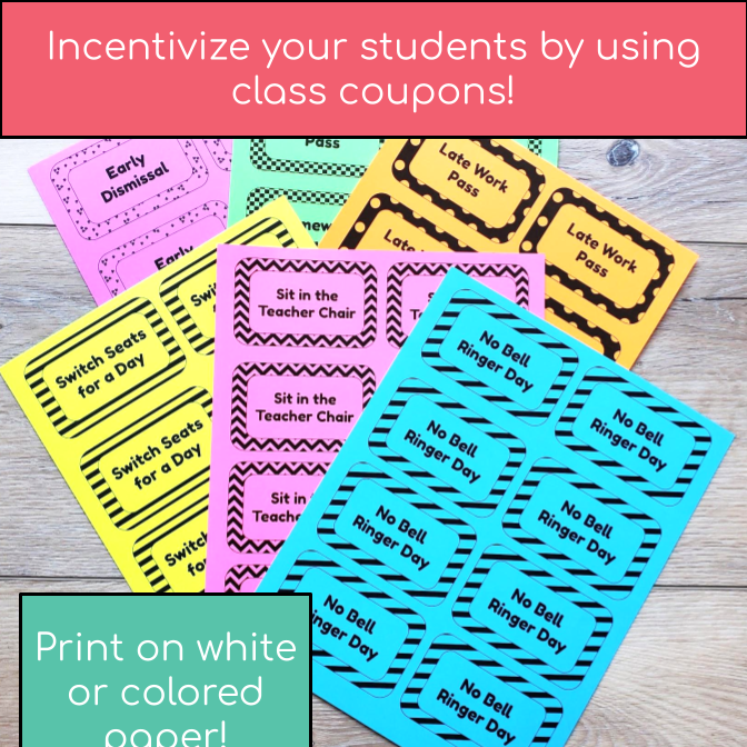 Editable Black and White Class Coupons | Made By Teachers