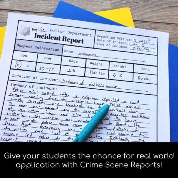 Crime Scene Police Reports For Any Text: Worksheet activities for ...