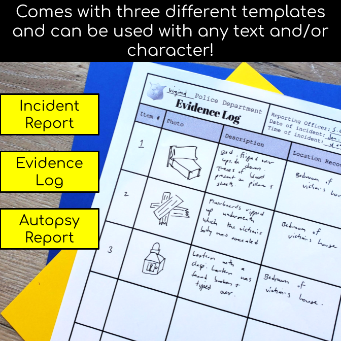 Crime Scene Police Reports For Any Text: Worksheet activities for ...