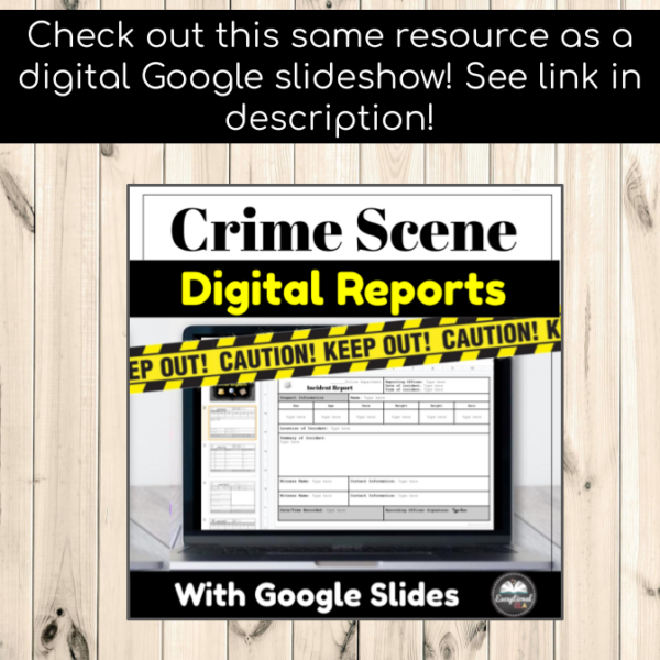 Crime Scene Police Reports For Any Text: Worksheet activities for ...