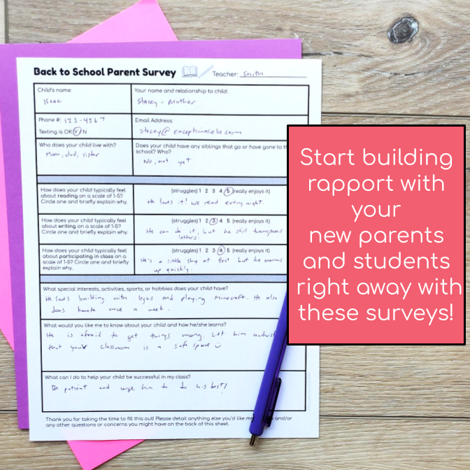 Editable Back to School Parent and Student Surveys: Get to know your ...