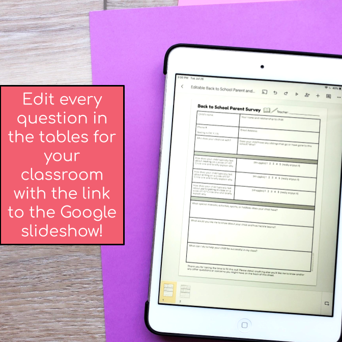 Editable Back to School Parent and Student Surveys: Get to know your ...