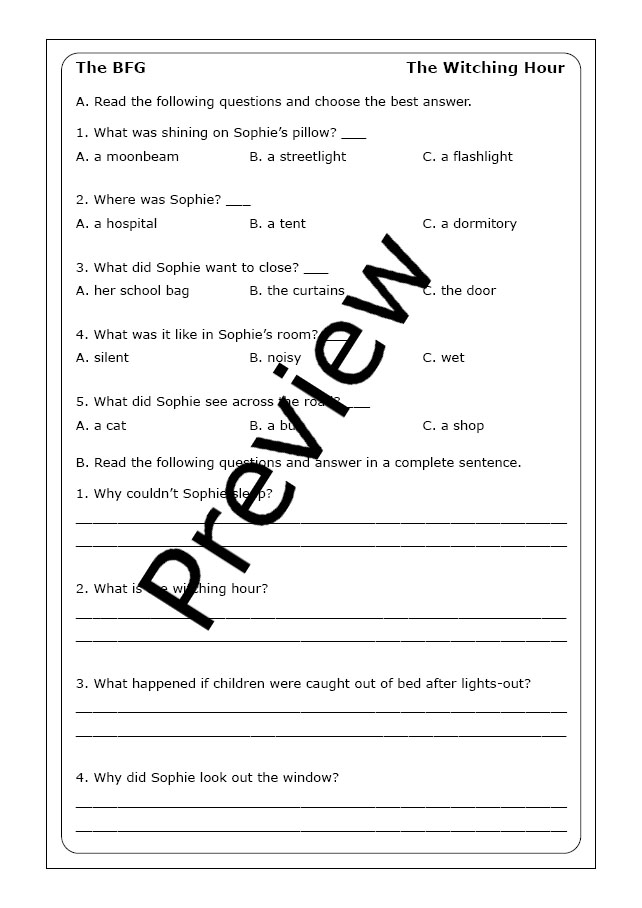 Roald Dahl "The BFG" worksheets | Made By Teachers